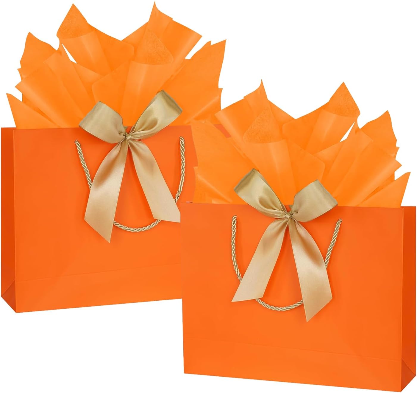 Amazon.com: AZOWA Orange Gift Bags with Tissue Paper 10 Pcs Bow Ribbon ...