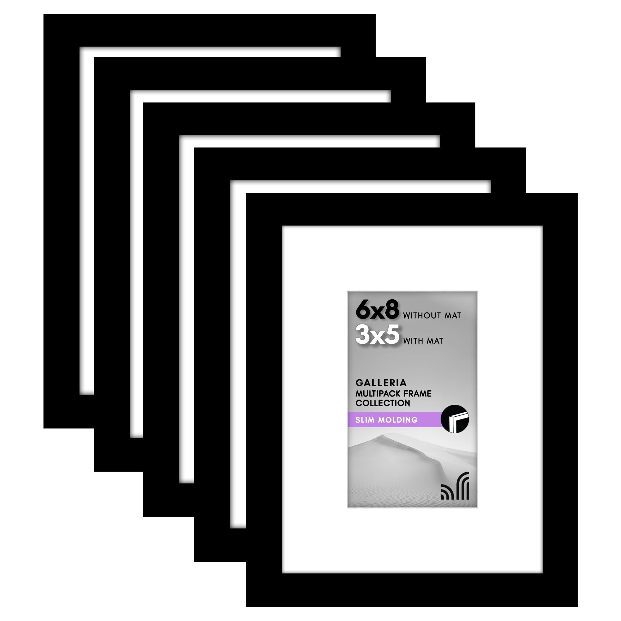 Americanflat 6x8 Picture Frame with Polished Plexiglass - Set of 5 ...