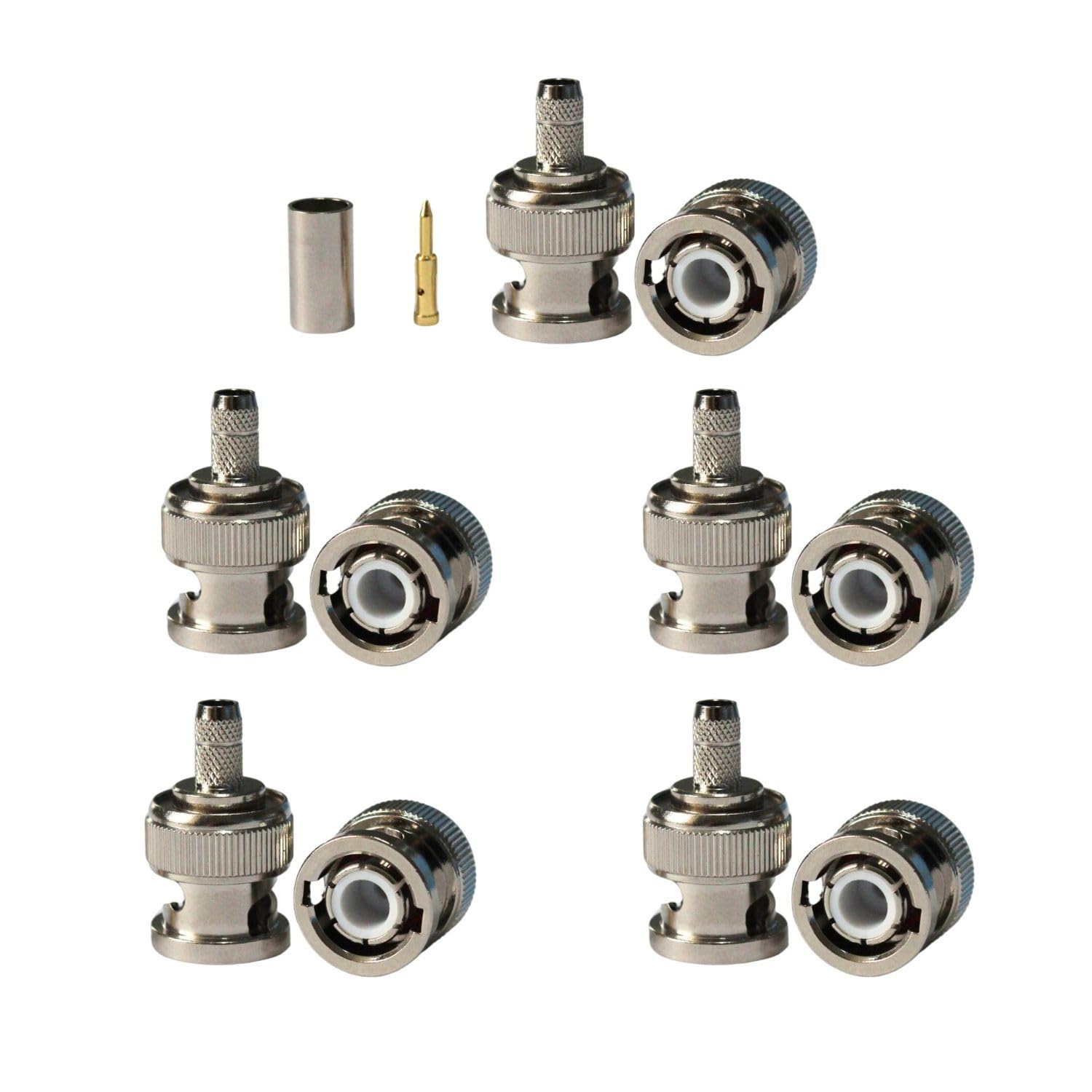 Amazon.com: aohsunetc 10PCS BNC Male Connector 50 Ohm for RG58 RG142 Cable Crimp Type BNC-C-J3 ...