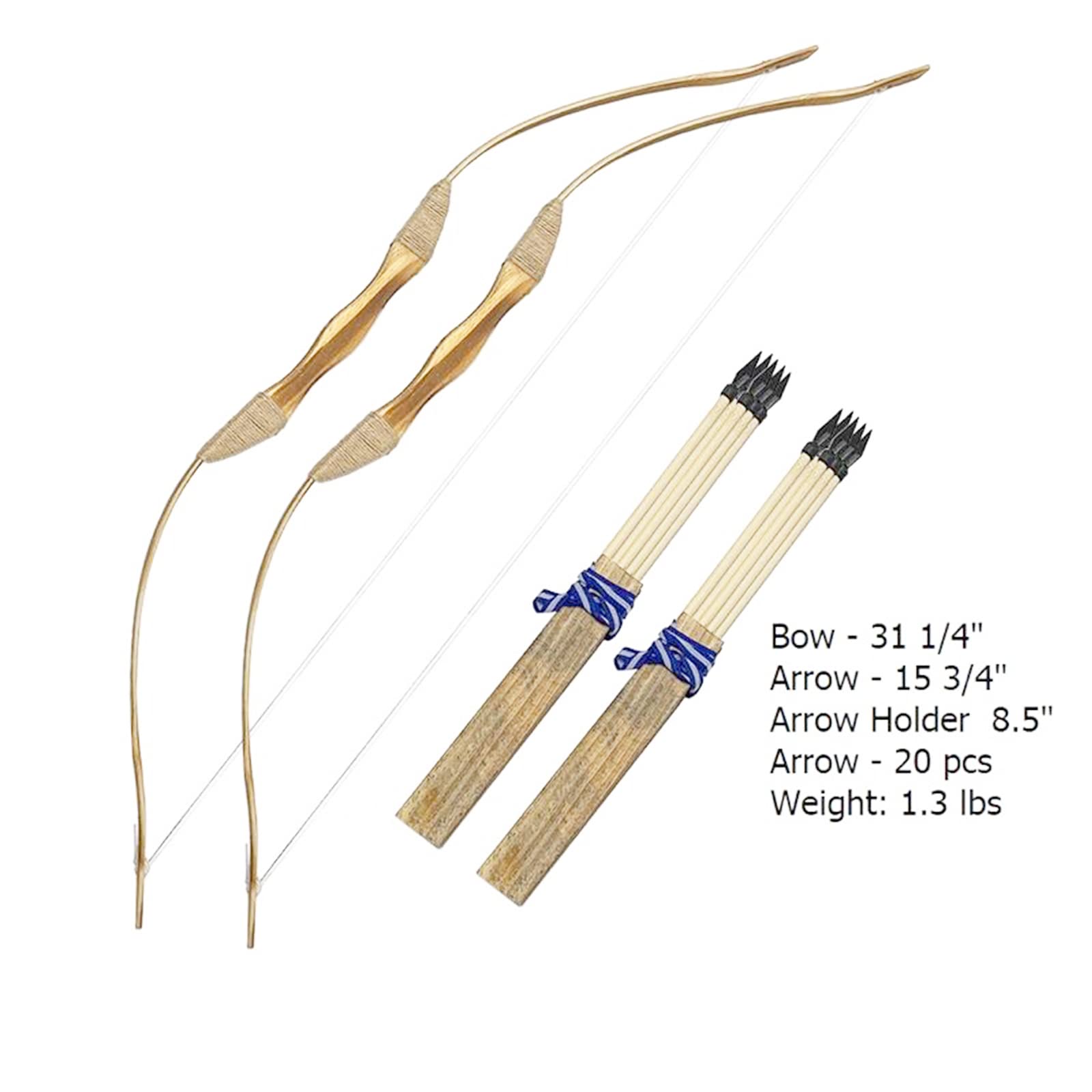 Wooden Bow and Arrow Set - 2 PCS Set Toy Bow and Arrow, 2 Bows 2 ...