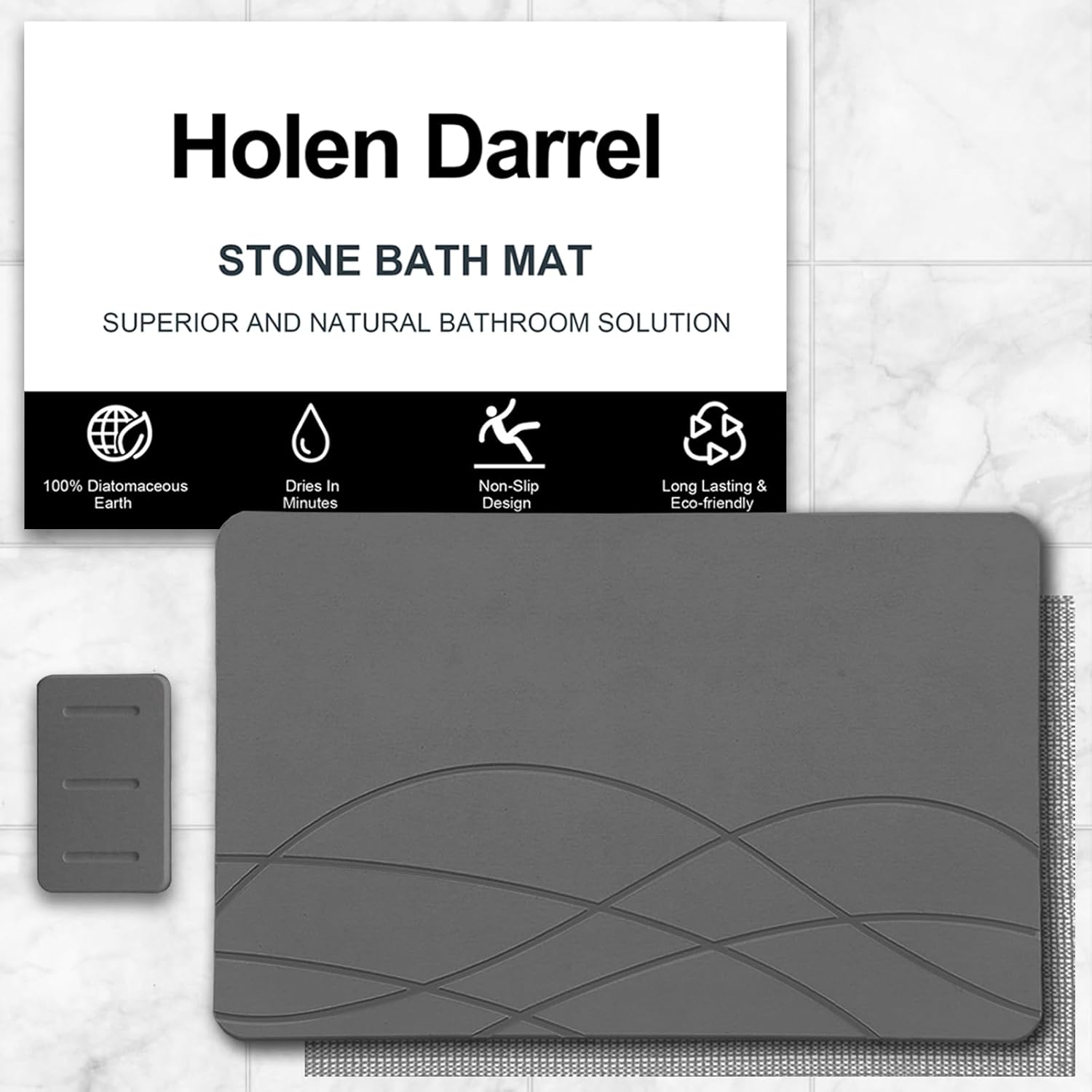 Amazon.de: Holen Badematte Stein, Diatomite Stone Bath Mat Quick Drying ...