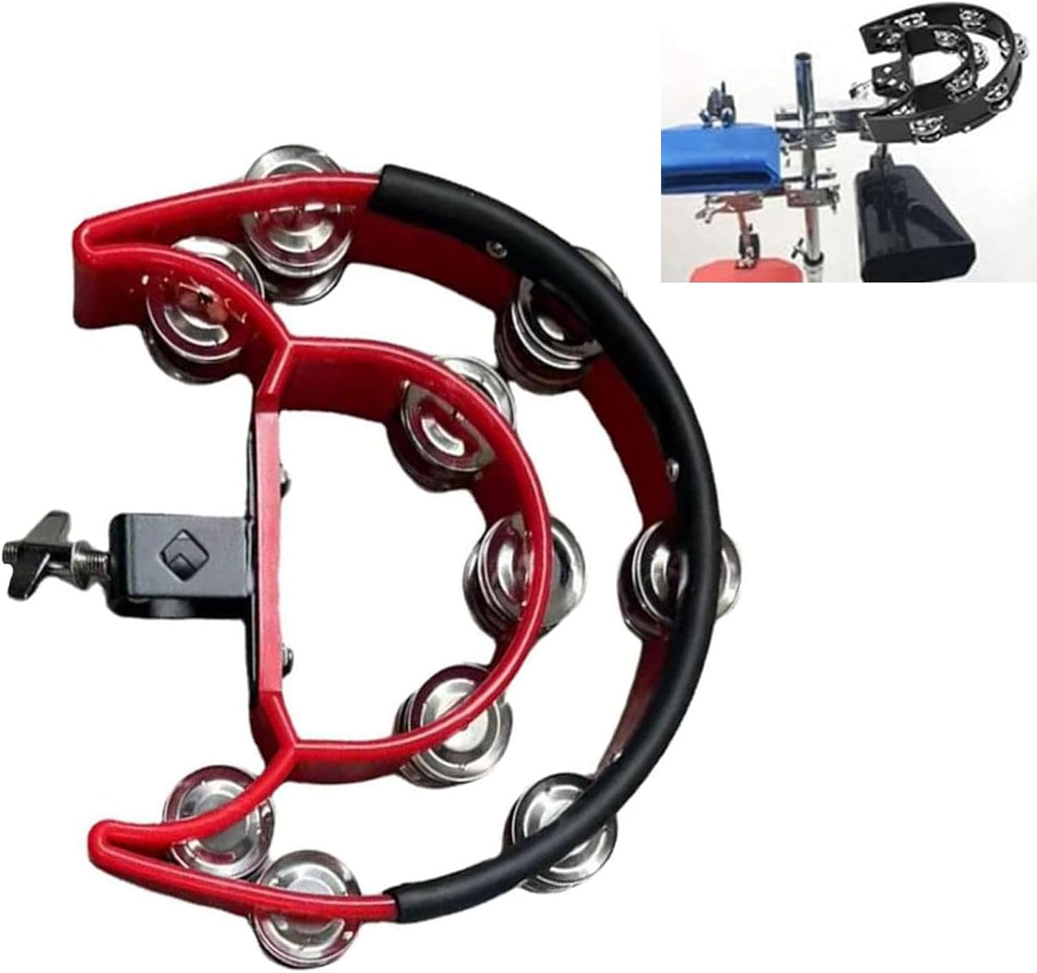 Amazon.com: TUOREN Hi Hat Tambourine Half Moon Drum Set Mount With ...