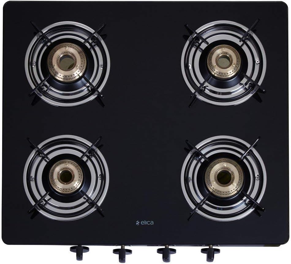 Glen Apex 4 Burner LPG 6mm Thick Toughened Glass Top Gas Stove | Brass ...