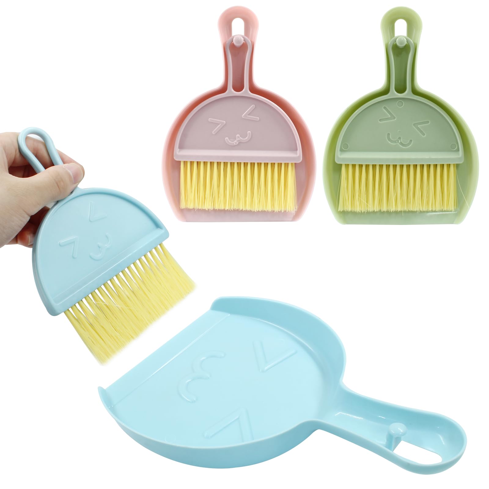 Mini Whisk Mini Dustpan & Brush Set - 3 Color Handheld Cleaning Kit For ...