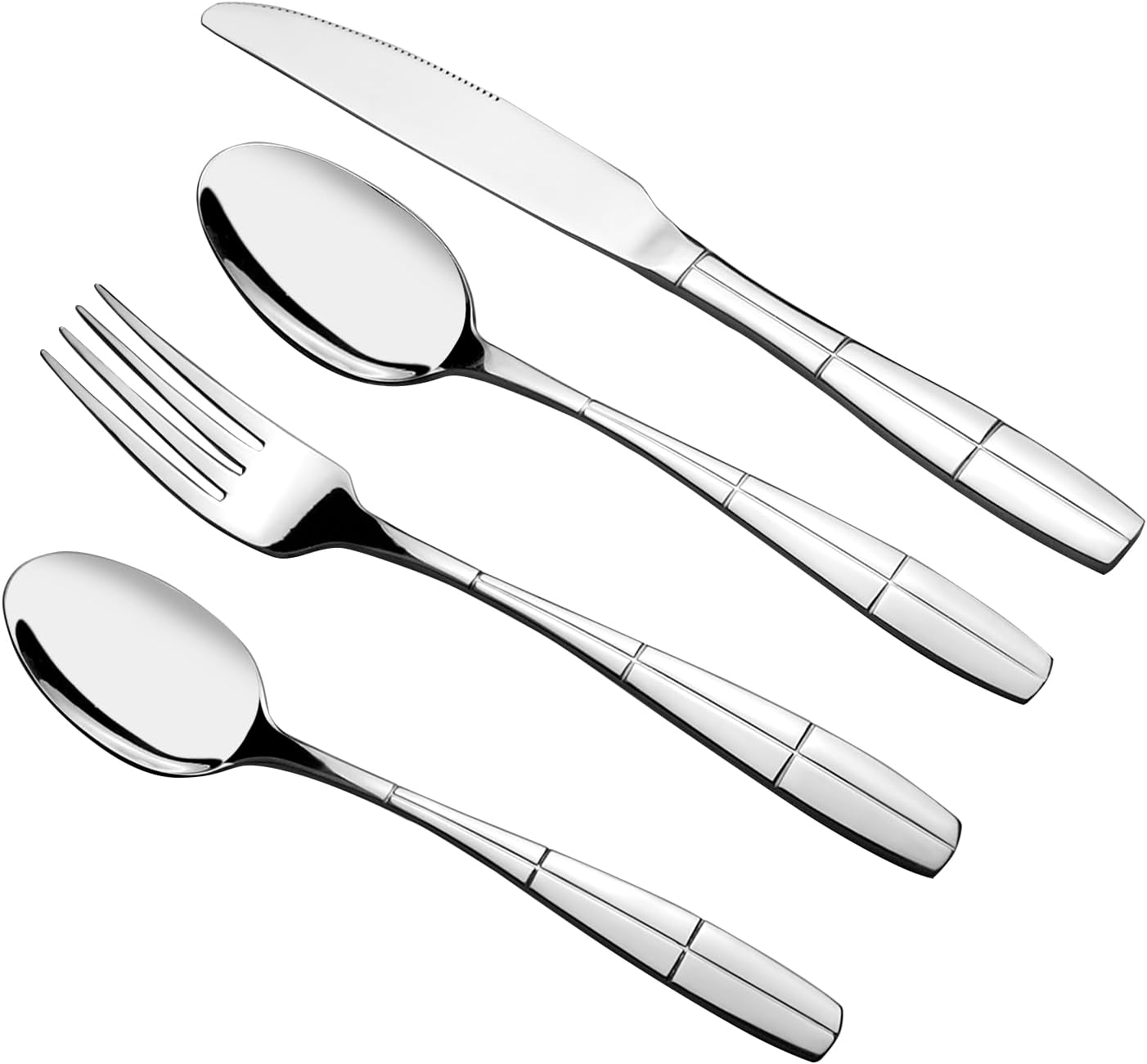 Buyitt Cutlery Set, Stainless Steel Dinner Knife and Fork Sets 24 ...