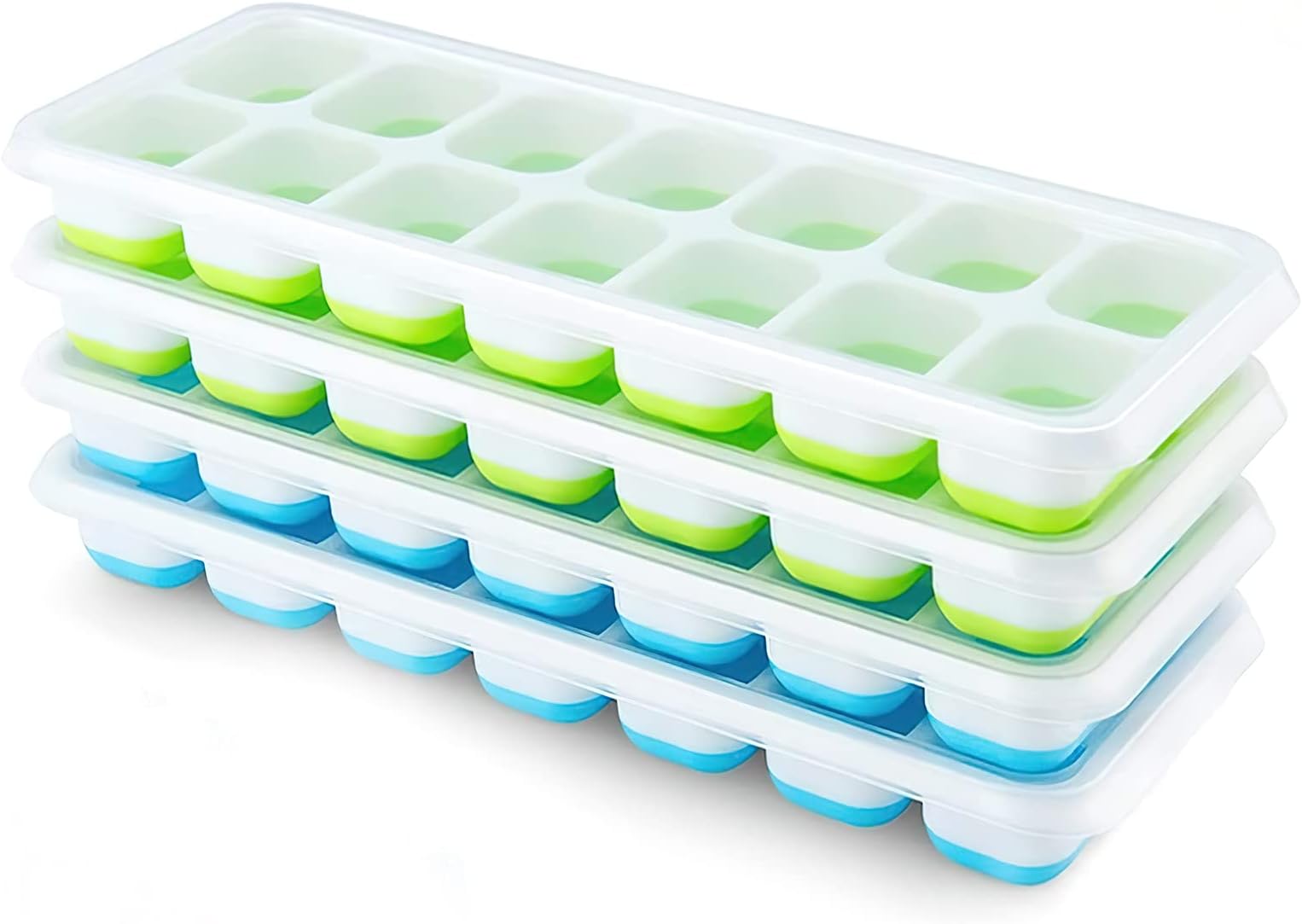 Amazon.com: COLIBROX Silicone Ice Cube Tray (Twin Pack) Blue and Green ...