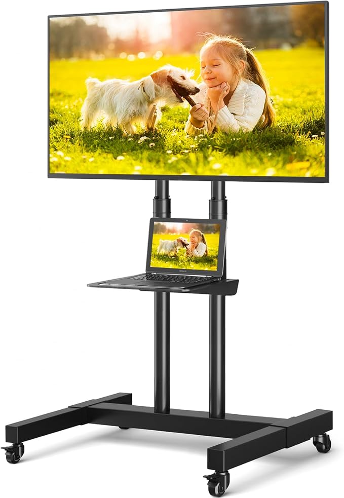 Support TV roulant avec roulettes pour téléviseurs à écran plat/incurvé ...