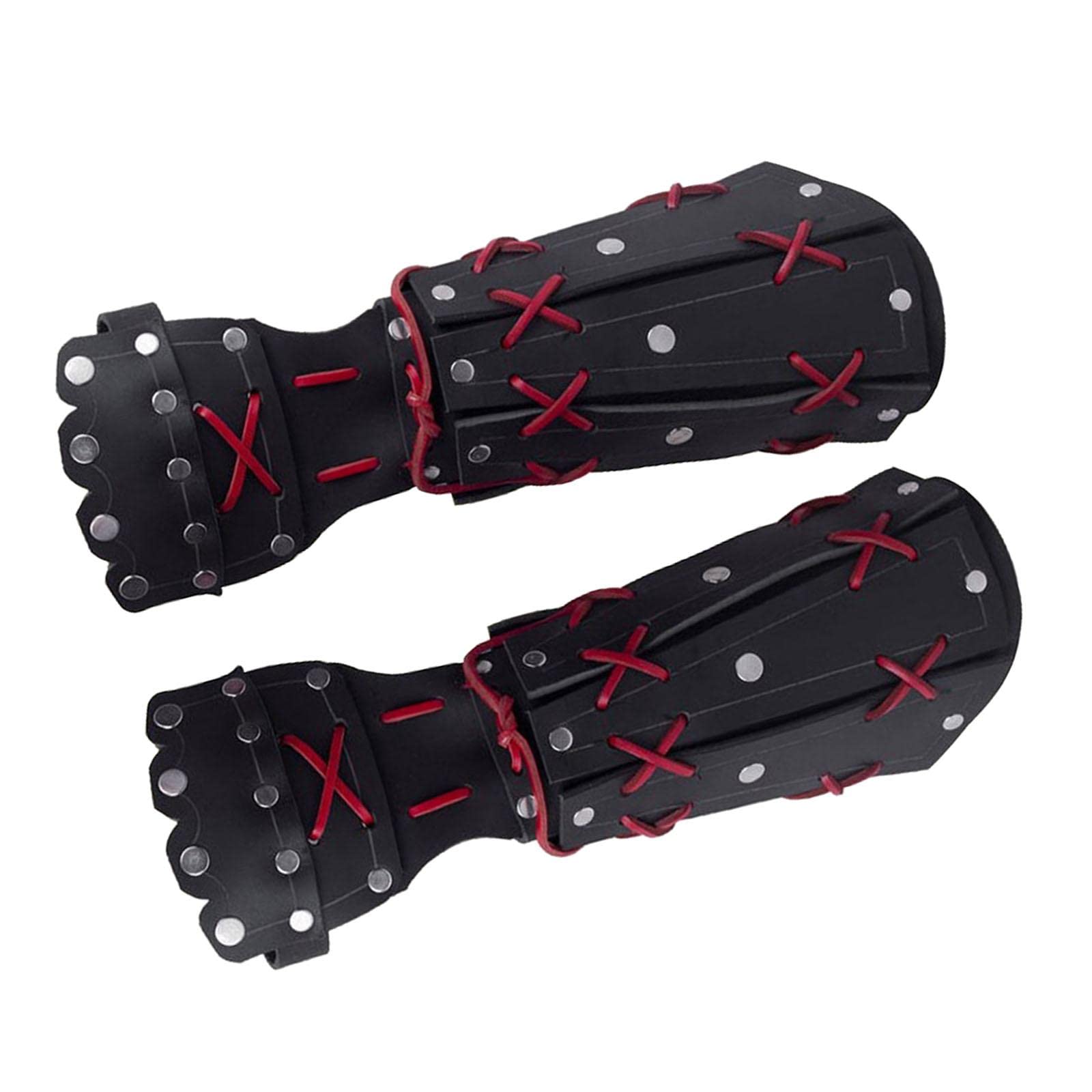 Amazon.co.jp: [STARTIST] PU レザー コスプレ ハーフフィンガー グローブ アーム ガード 包帯 中世 パーティー用, ブラック : ファッション