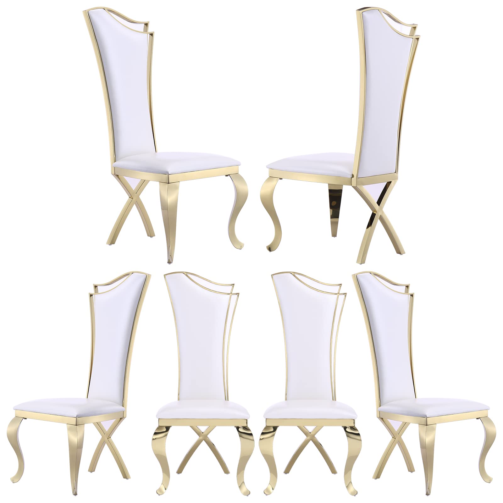 Amazon.com - Asday 112 Pieces Dining Chair, White Leather Upholstered ...