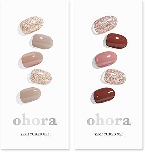 Amazon.com: ohora Semi Cured Gel Nail Strips (N Carmel N Heimish) - Works with Any Lamps, Salon ...