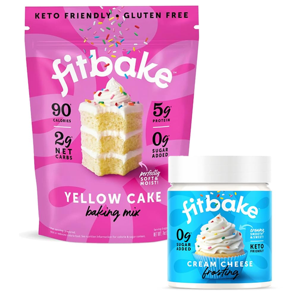 Amazon.com : FitBake Yellow Cake Baking Mix and Cream Cheese Frosting ...