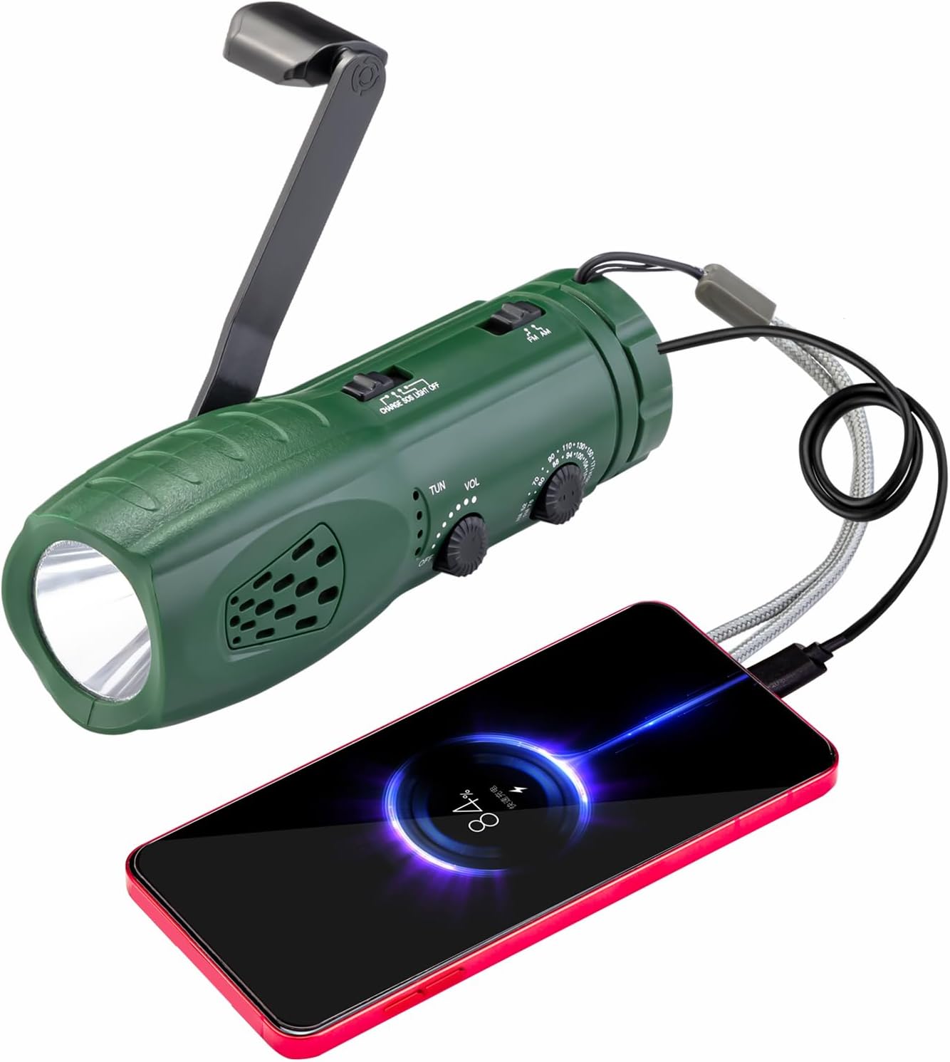 Amazon.com: MOLEBIT Hand Crank Flashlight with Emergency Radio LED ...