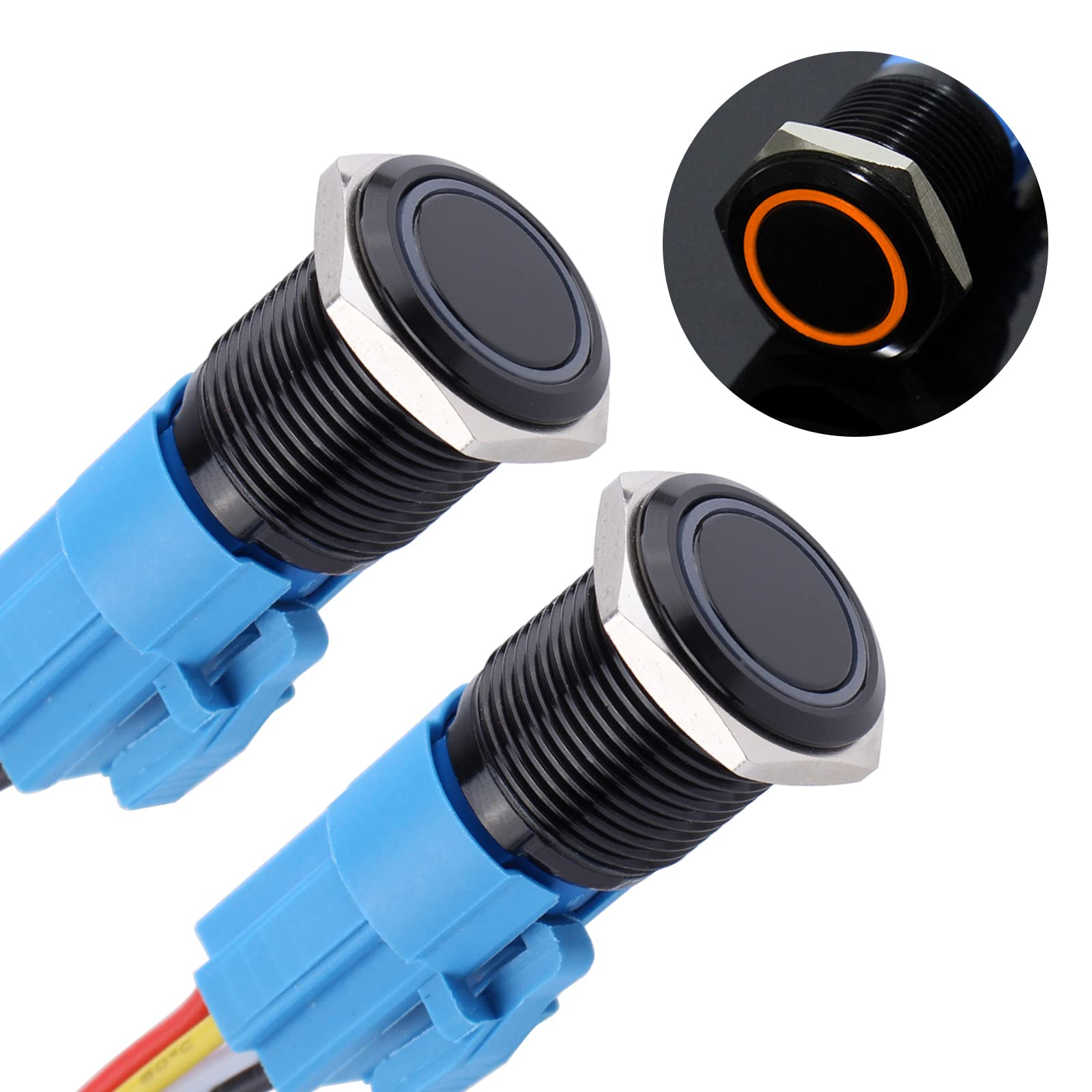 Snapklik.com : DMWD 2PCS 19mm Metal Waterproof Anti-Vandal Latching Push Button Switch Self ...