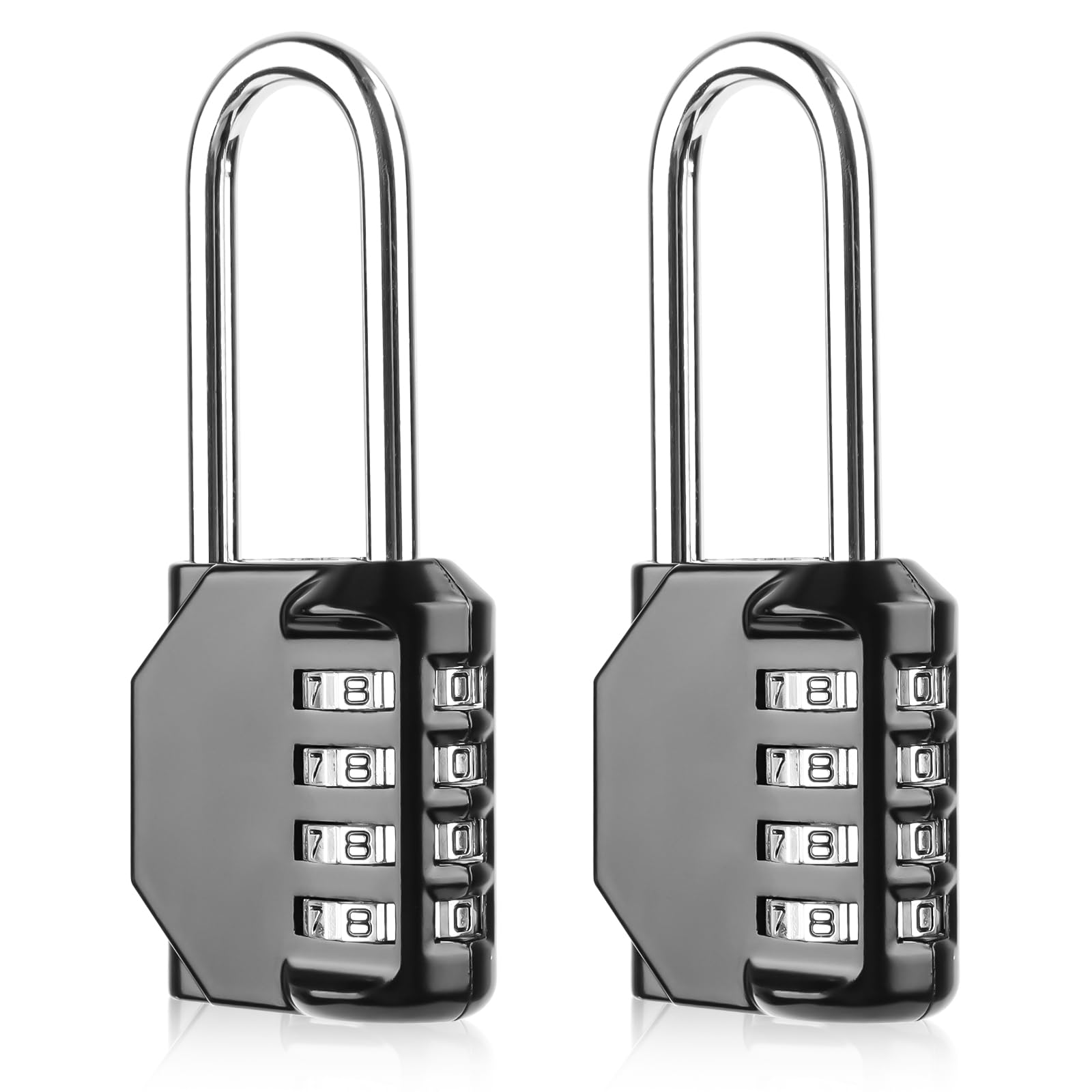 Set of 2 Combination Padlock with Combination Code, Long Shackle ...