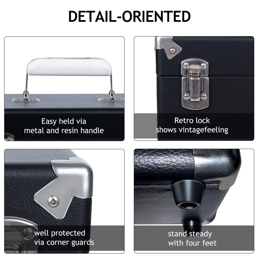 Buy Retround Vintage Retro Vinyl Leather Record Holder Case, LP Storage ...