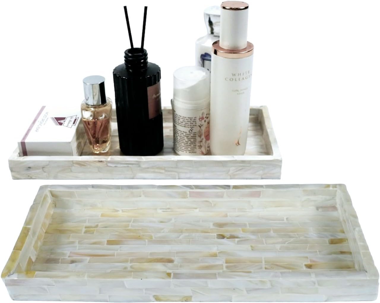 Amazon.com: PEMAR Set of 2 Mother of Pearl Bathroom Tray for Counter ...