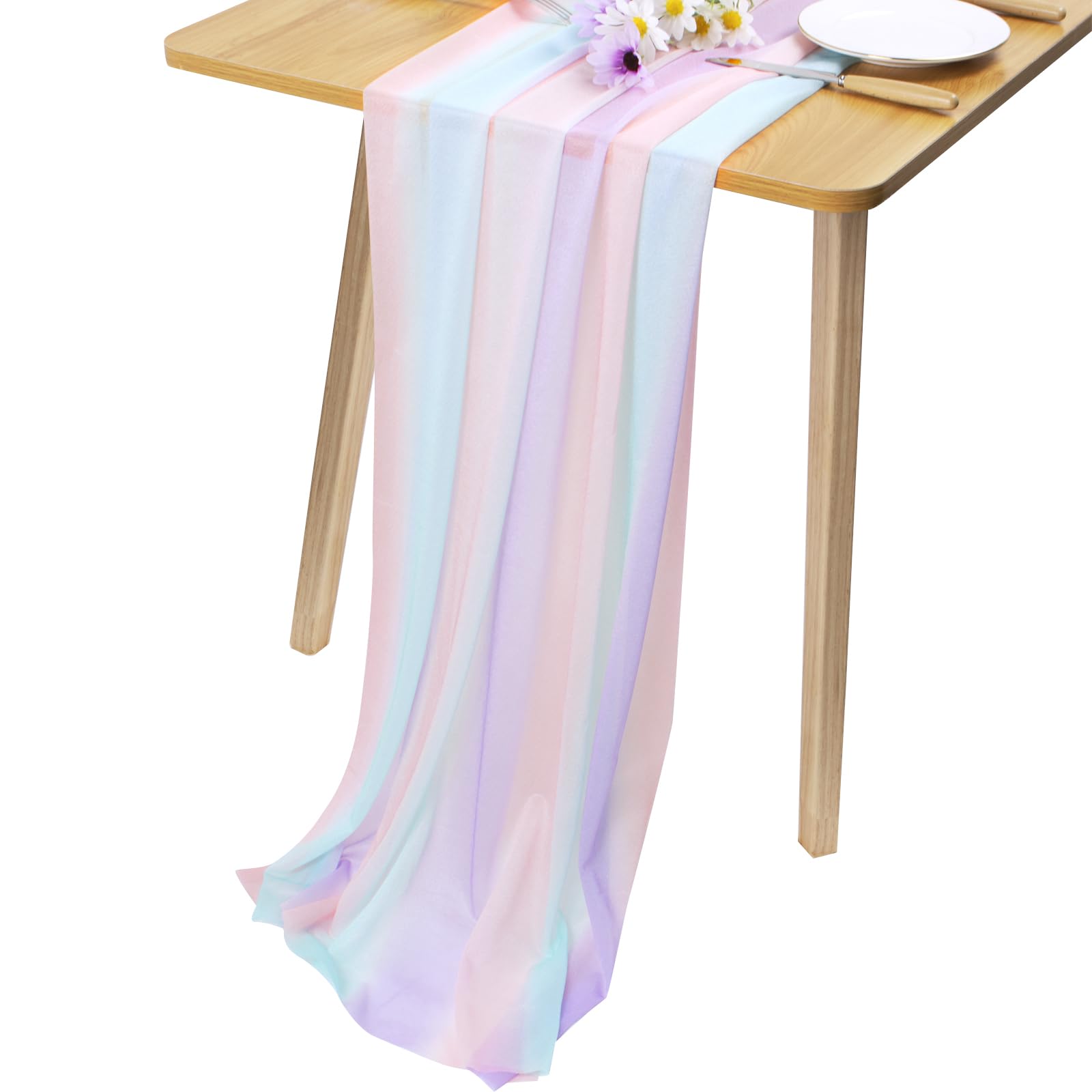 Amazon.com: JeogYong Colorful Chiffon Table Runner 30 x 118 Inch Sheer ...