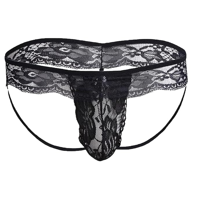 Buy Men's Lace See Through G-String Floral G-Strings Underwear Mesh ...