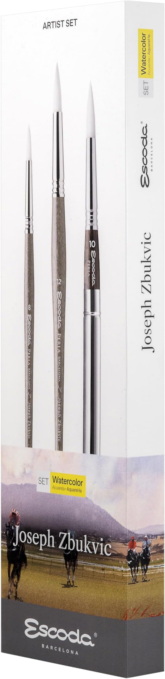 ESCODA Set 3 Watercolor Brushes - N.8,12,18 Round Pointed Synthetic ...