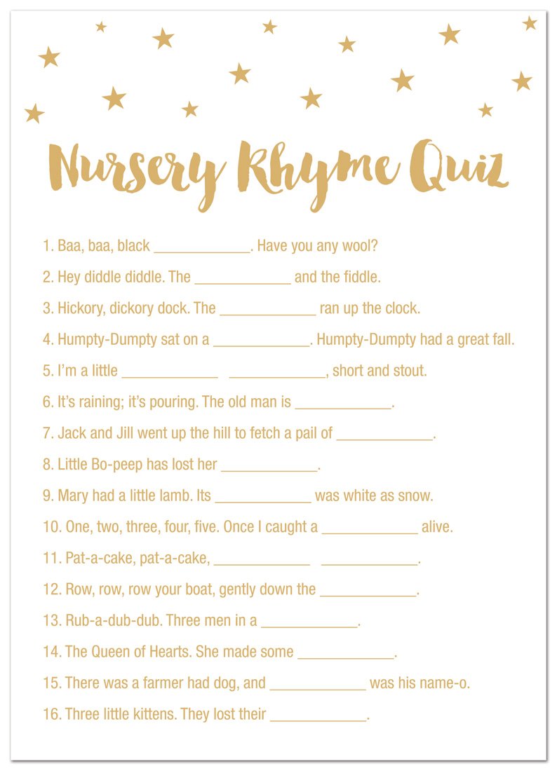 Nursery Rhyme Baby Shower Game Free Printable Nursery Rhymes Emoji