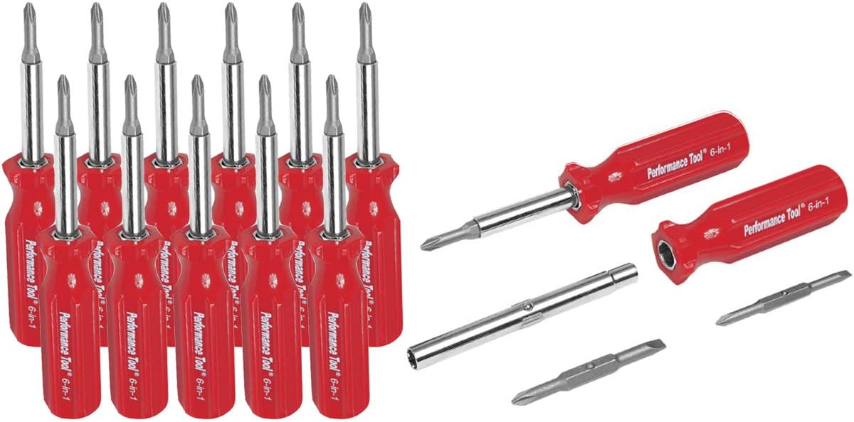 Performance Tool 6-in-1 Quick Change Screwdriver W975 - (12 Pack ...