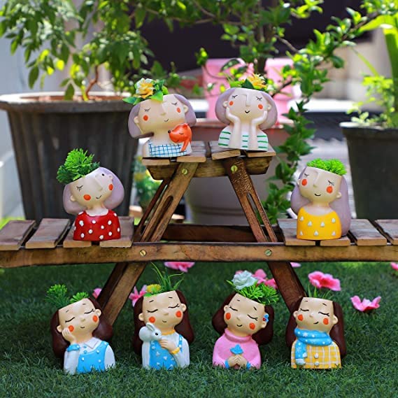 MEHRAS LIFE STYLE Cute Resin Girls Multicolour for Home Decor (Set of 8 ...