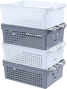 Doryh Plastic Storage Baskets/Bins Organizer with Handles, Set of 4 ...