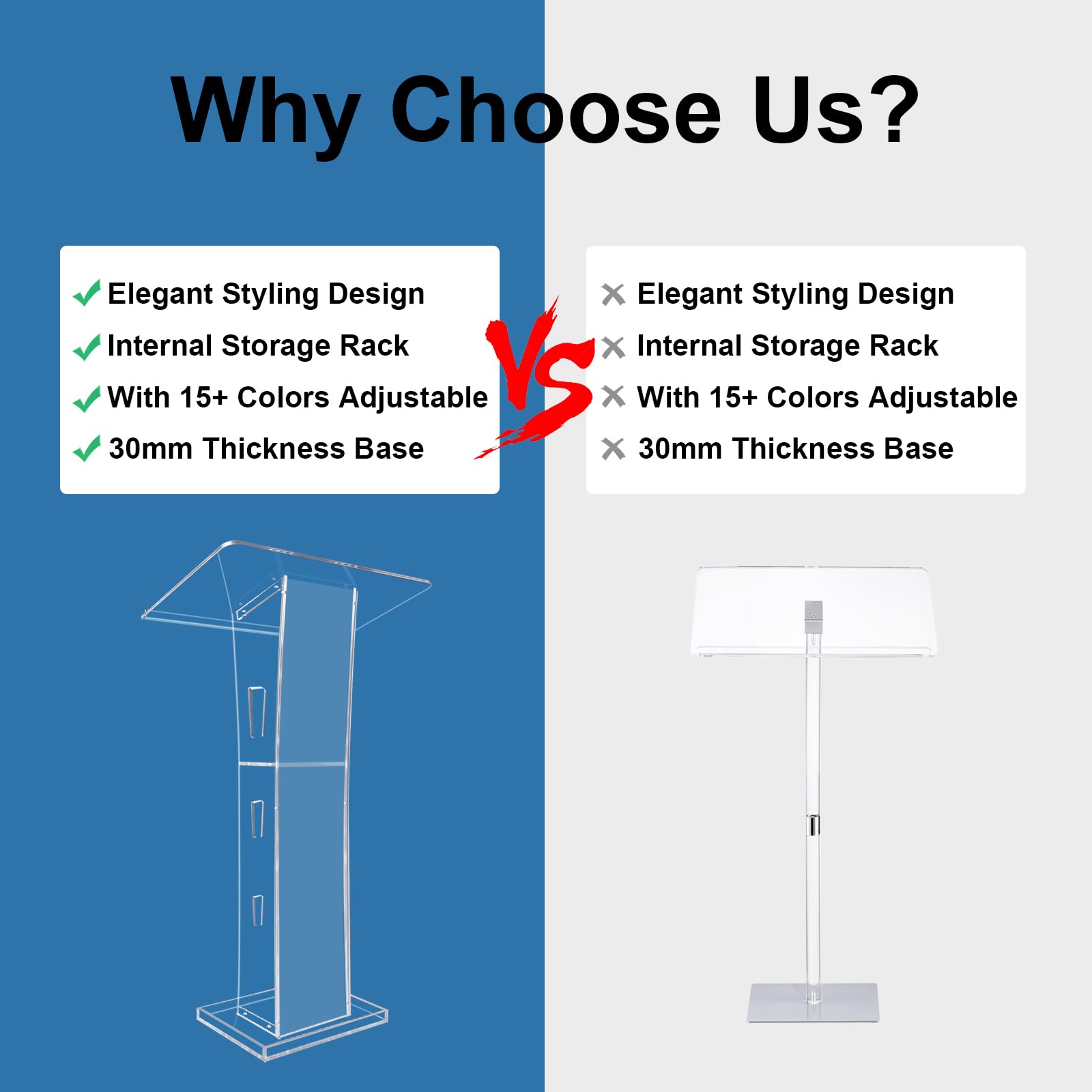 Acrylic Stand 45" Acrylic Podium Stand, Ultra Clear Iron Pulpit For ...