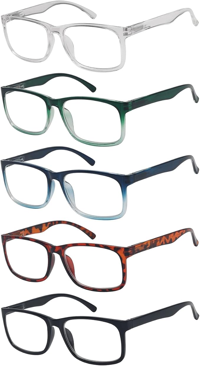Eyekepper 5-pack Large Frame Reading Glasses - Stylish Readers for Men ...