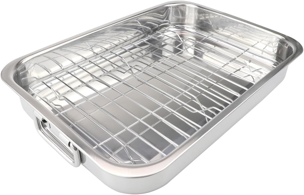 Amazon.com: Roasting Pan with Rack Stainless Steel Roaster Pan Tray ...