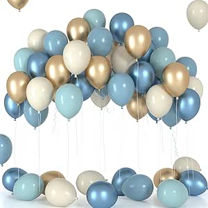 Amazon.com: Dusty Blue and Gold Balloons: 70 PCS 12 Inch Slate Blue Sand White Metallic Gold ...