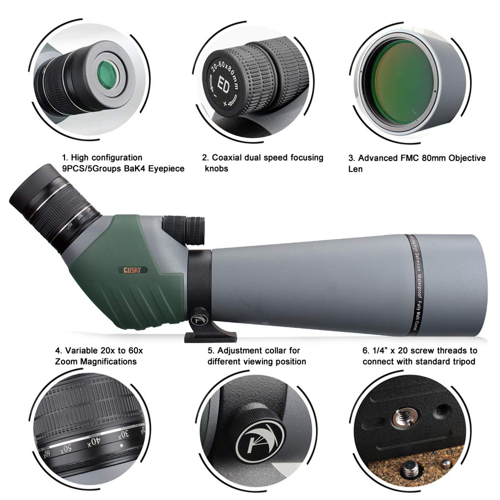 Gosky 20-60x80 Dual Focusing...B083BCR6T3 | Encarguelo.com