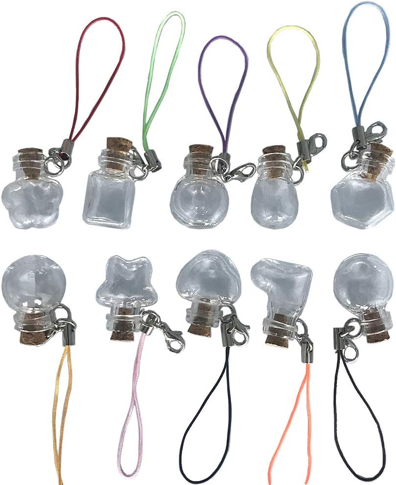 Amazon.com: TAI DIAN Mixed 10 Shape Mini Glass Bottles Key Chain ...