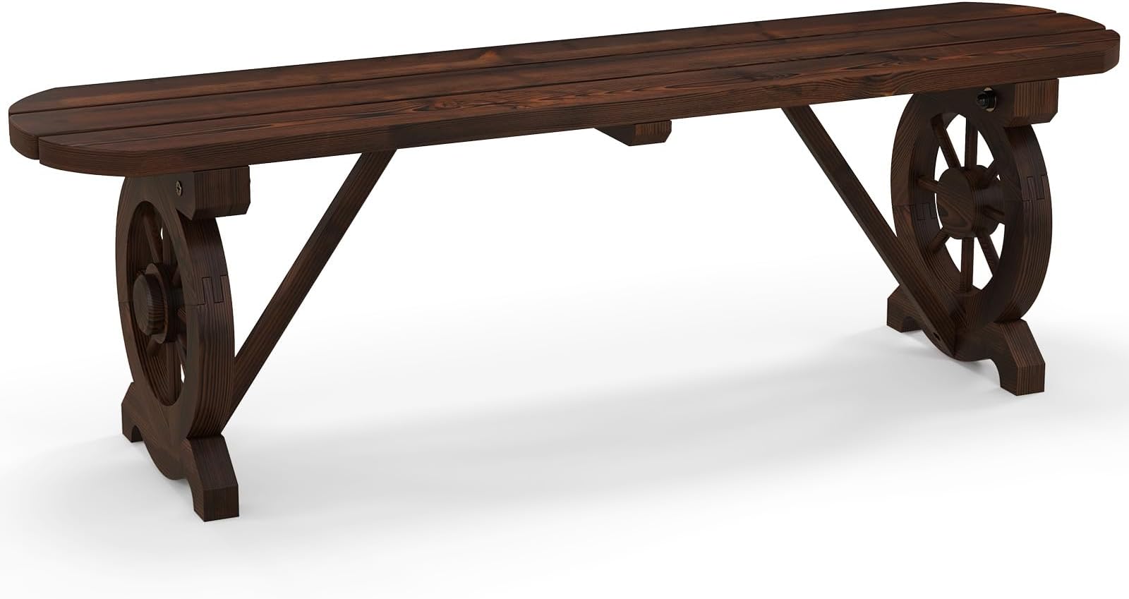 Amazon.com: Tangkula Patio Rustic Wood Bench, Carbonized Wood Long ...