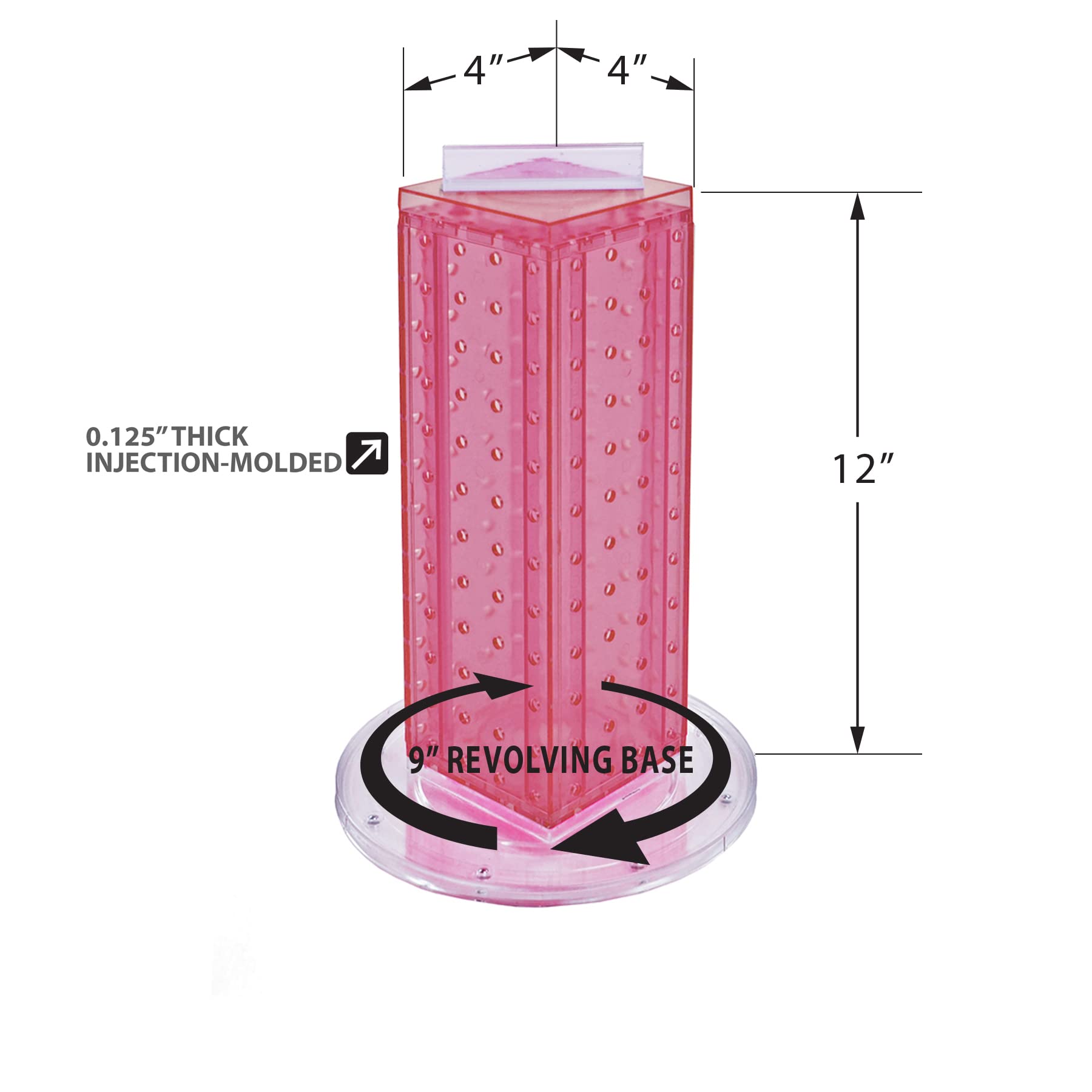 Snapklik.com : Azar Displays 700220-PNK-2C16 Four-Sided 4”W X 12 ...