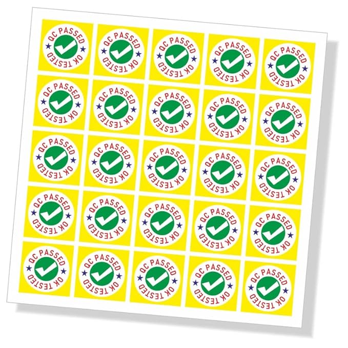 PG Creations QC Passed Ok Tested Stickers for Quality Check, 15x15 mm ...