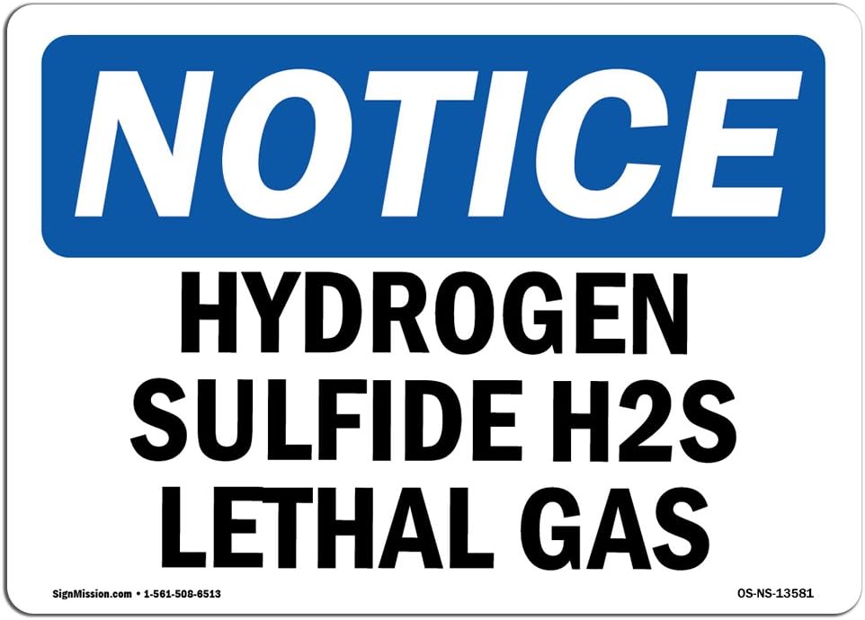 Amazon.com: OSHA Notice Signs - Hydrogen Sulfide H2S Lethal Gas | Vinyl ...