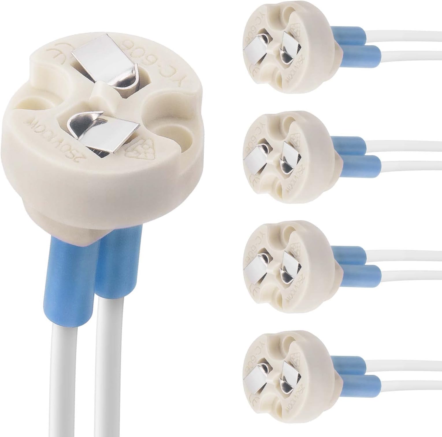 6 Pack G4 GX5.3 Lamp Holder Rectangular Porcelain Socket for MR16 MR11 ...