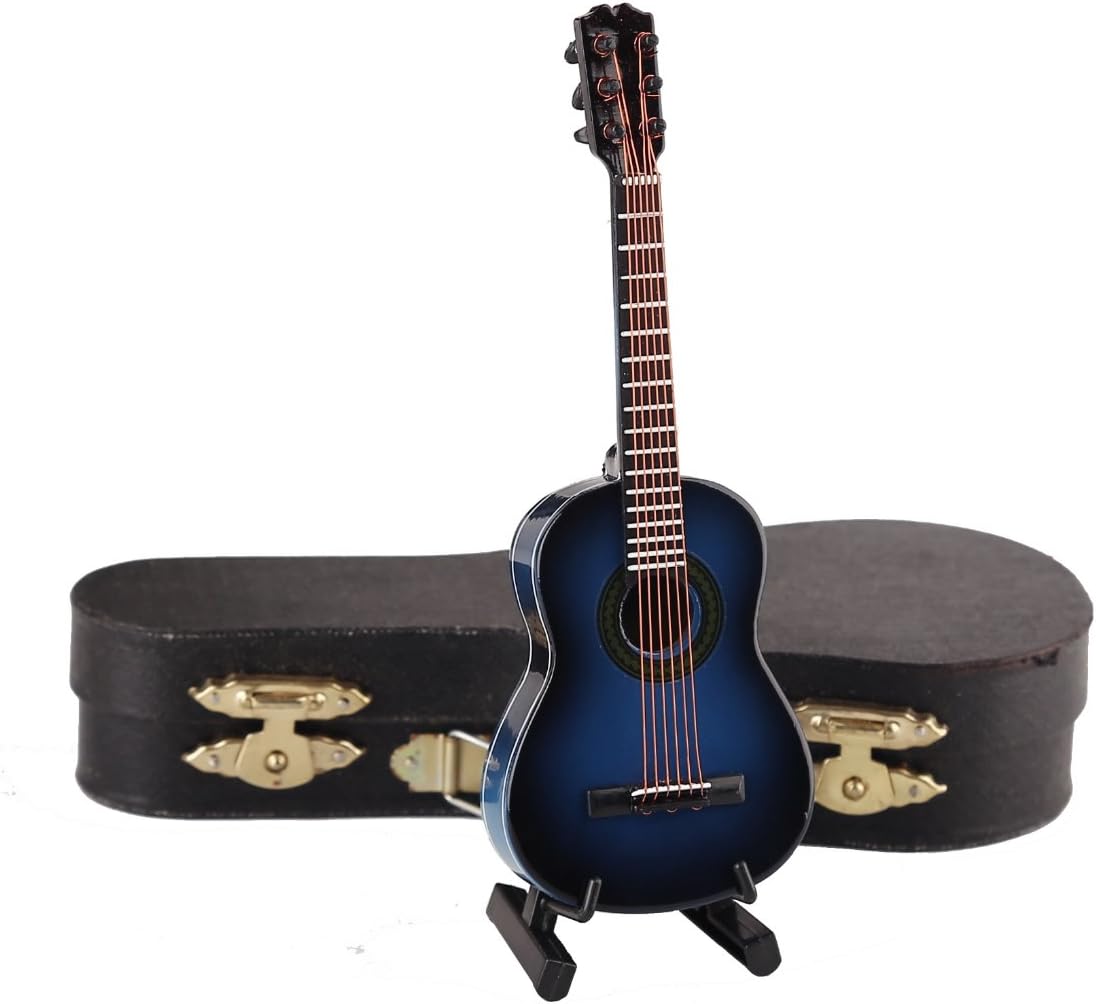 Amazon.com: Dselvgvu Wooden Miniature Electric Guitar with Stand and ...