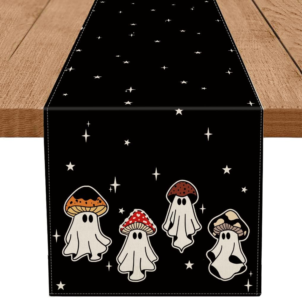 Amazon.com: Halloween Table Runner Mushroom Decor Ghost 13 x 72 Inch ...