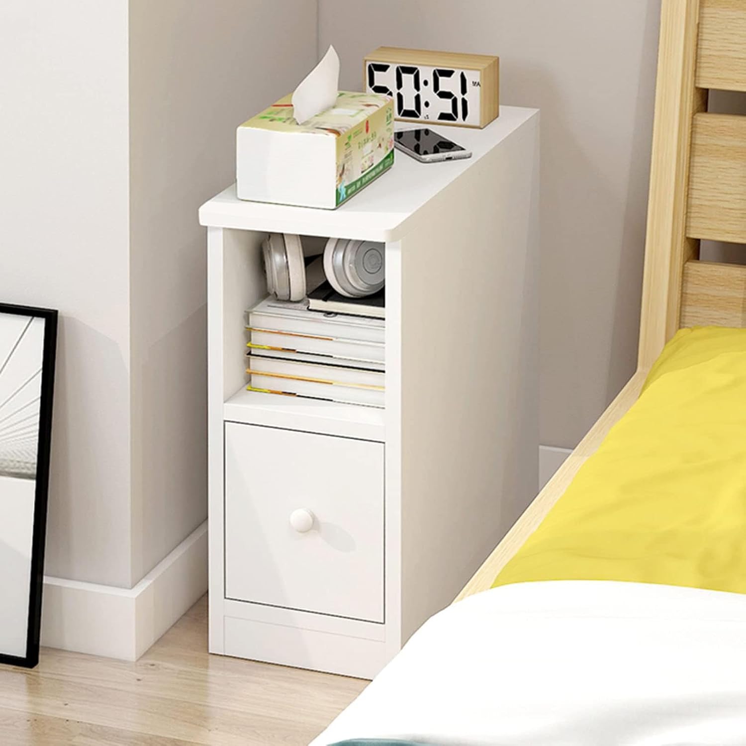 Amazon.com - YUZDNM Bedside Table, 20cm Ultra Narrow Bedside Table ...