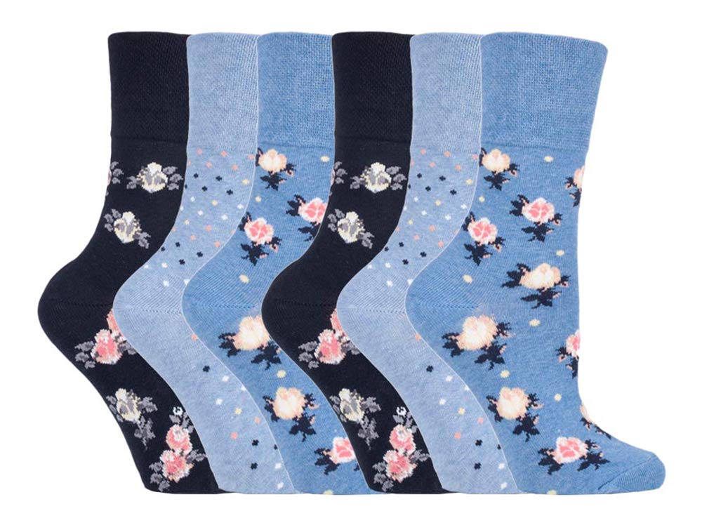 Gentle Grip - 6 Pairs of Cotton Rich Everday Ladies Non Elastic Socks ...