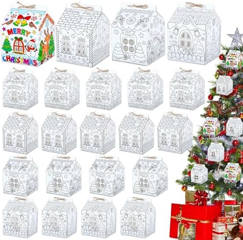 Amazon.com: 24Pcs Christmas Gingerbread House Coloring Craft Kits ...