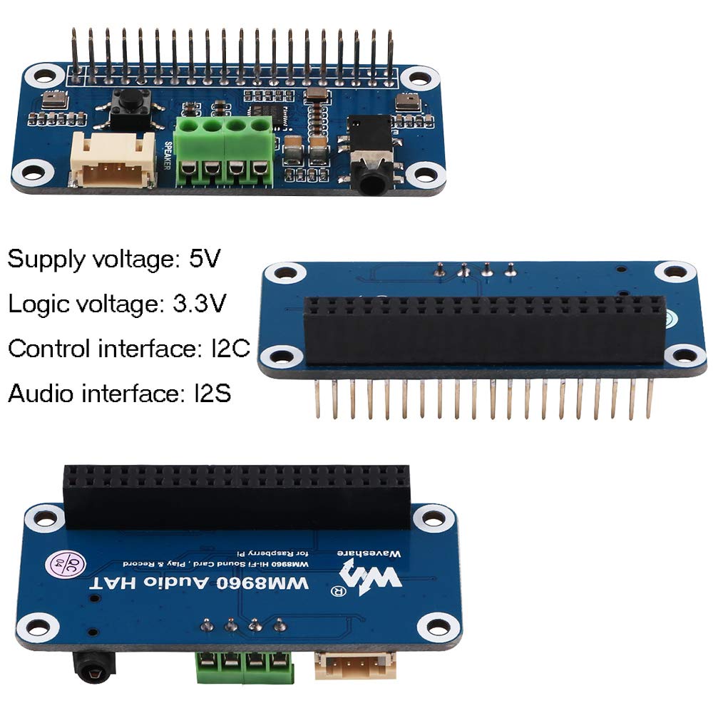 Innovateking-EU WM8960 Hi-Fi Sound Card HAT Audio Codec Sound Board ...
