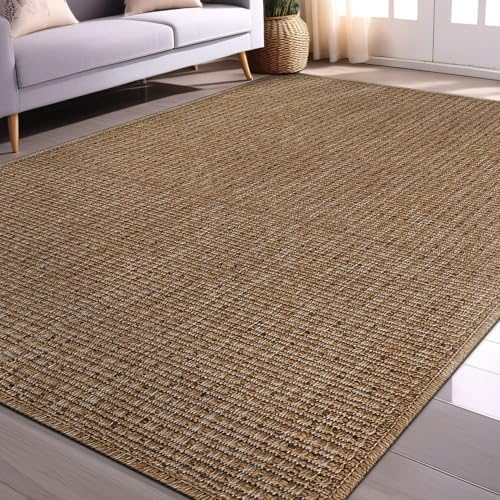 Amazon.com: Beverly Rug Easy Jute Natural Rug 8x10 Solid Washable ...