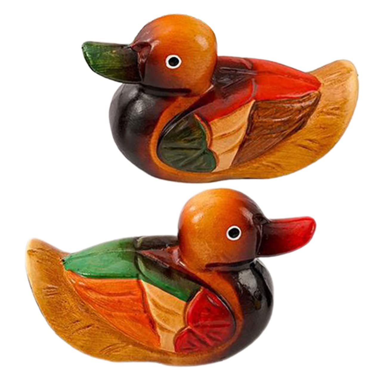 Amazon.com: Anneome 1Pair Hand-Carved Mandarin Ducks Statue Figurine ...