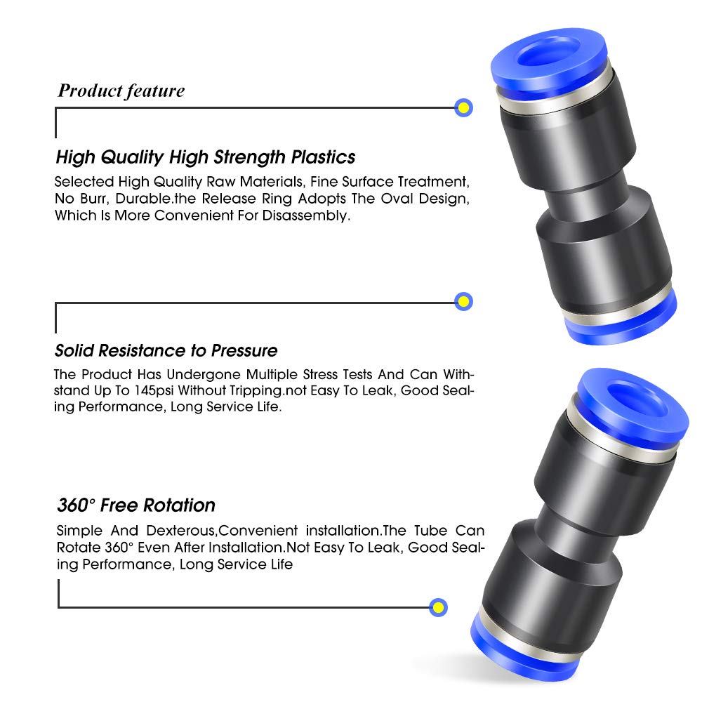 Snapklik.com : TAILONZ PNEUMATIC Blue Straight 1/4 Inch Tube OD Push To Connect Tube Fittings ...