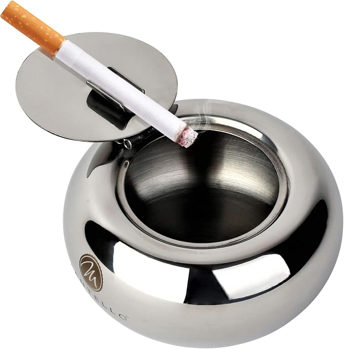 Amazon.com: Mantello Ash Tray, Stainless Steel Table-top Ashtray with ...