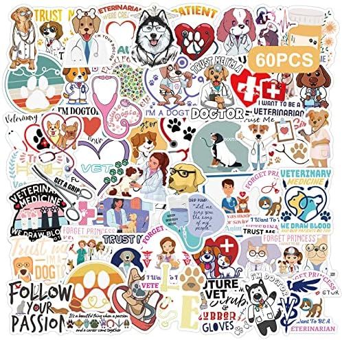 Amazon.com: ULIGUJA 60PCS Veterinary Stickers Vet Tech Vinyl Waterproof ...