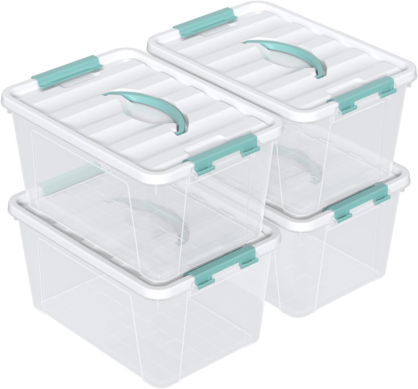 Amazon.com - Vababa 14 L Clear Latch Storage Bins with Top Handle, 4 ...